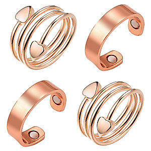 BioMag Copper Ring for Women, 99.99% Pure Copper Magnetic Rings for Lymphatic Drainage, Adjustable Jewelry Gifts for Women
