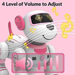 STEMTRON Programmable Remote Control Robot Cat Robot Dog for Kids, Interactive Robotic Dog Robotic Cat, Robo Dog Robo Cat, RC Robot with Touch Sensing, LED Eyes, Dance & Music