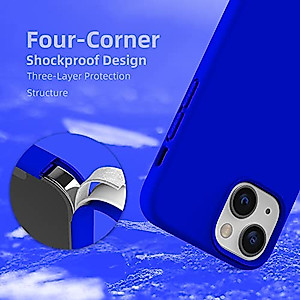 K TOMOTO Compatible with iPhone 13 Mini Case, Liquid Silicone Gel Rubber Cover with Microfiber Lining, Full Body Drop Protection Phone Case for iPhone 13 5.4 Inch(2021), Klein Blue