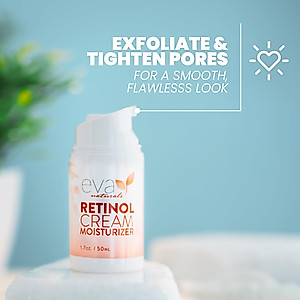 Eva Naturals Anti-Aging Retinol Cream - Day & Night Moisturizer with Hyaluronic Acid & Vitamin E, Reduces Fine Lines & Dark Spots (2 oz)