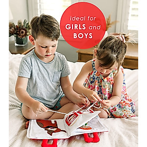 Curious Columbus - Quiet Book for Toddlers - Large Fabric Activity Busy Book. Toddler Montessori Book. 10 Pages of Learning & Fun for Quiet Play. Airplane Activities, Essential Road Trip Travel Toy