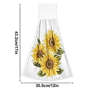 Boccsty Sunflower Hanging Kitchen Towels 2 Pieces Spring Summer Autumn Dish Cloth Tie Towels Hand Towel for Bathroom Farmhouse Housewarming Tabletop Home
