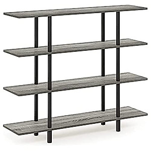 Furinno Turn-N-Tube 4-Tier Wide Display Shelf, French Oak Grey/Black