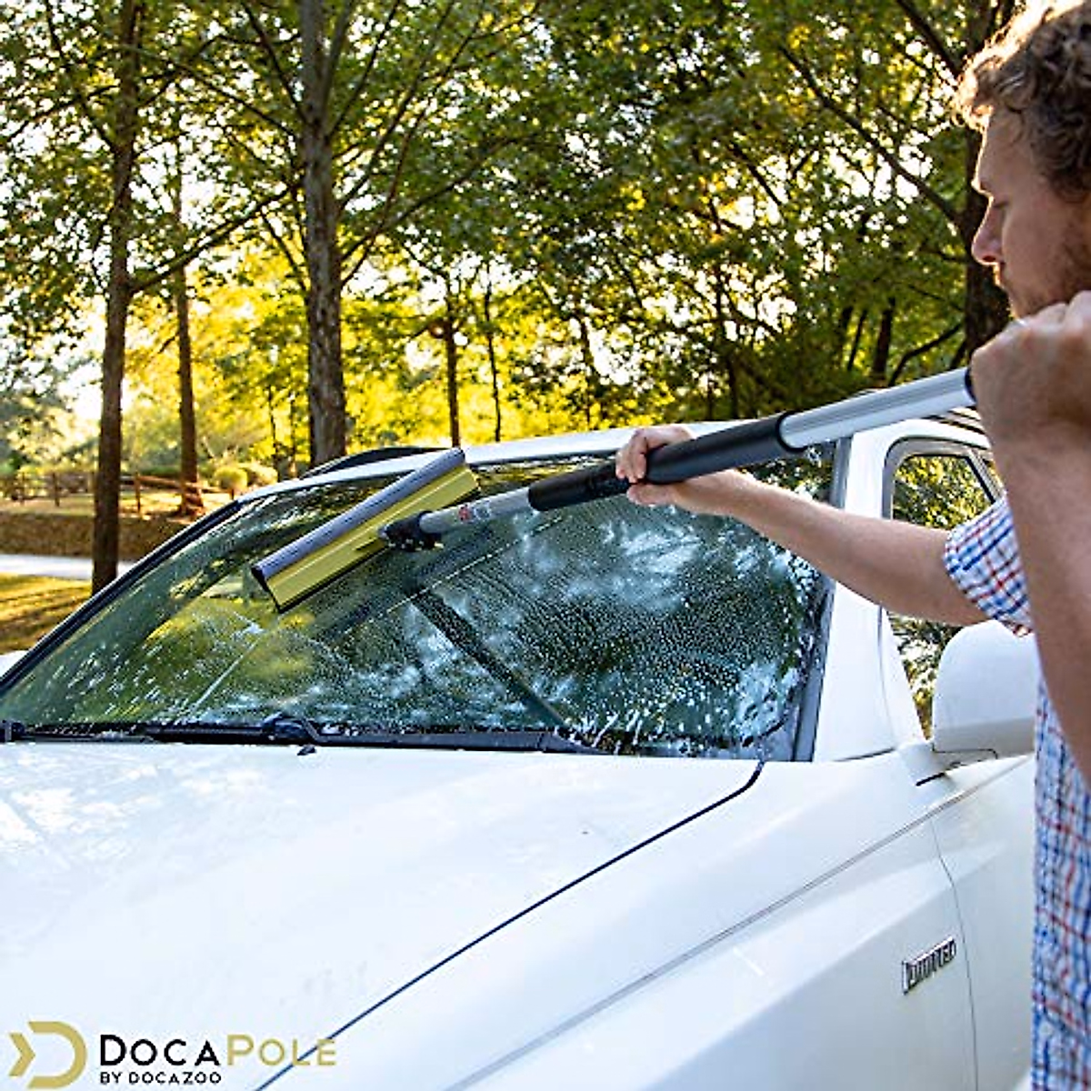 DocaPole 5-12 Foot Car Cleaning Kit | Car Wash Kit with Soft Car Wash Brush, Car Squeegee, Car Wash Mitt (2X), Microfiber Cleaning Head & 12’ Extension Pole | Car Detailing Kit with Long Handle