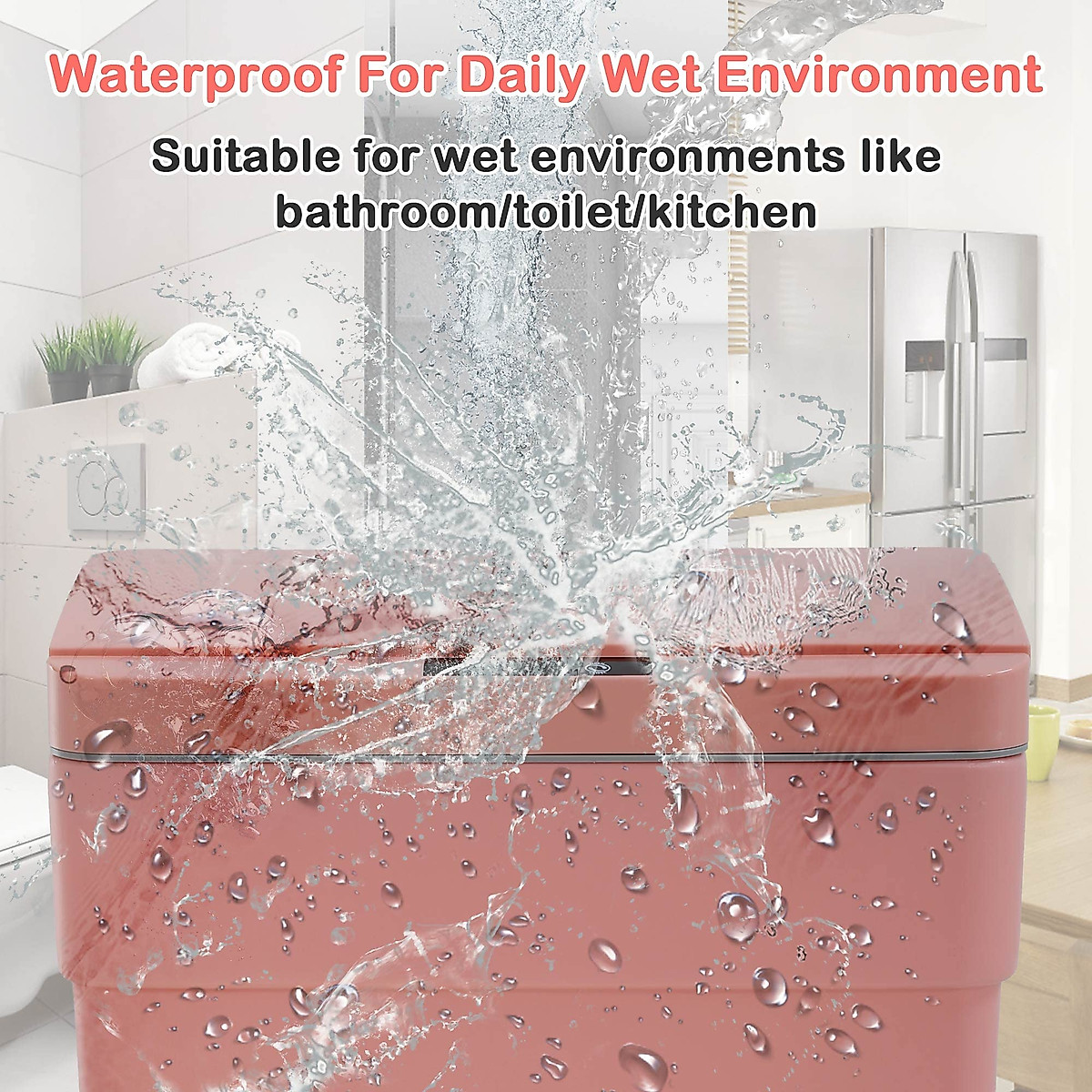 13 Gallon 50 Liter Kitchen Trash Can with Touch-Free & Motion Sensor Lid, Automatic Plastic Garbage Can, Touchless Trash Bin Automatic Trash Can for Bedroom Bathroom Home Office