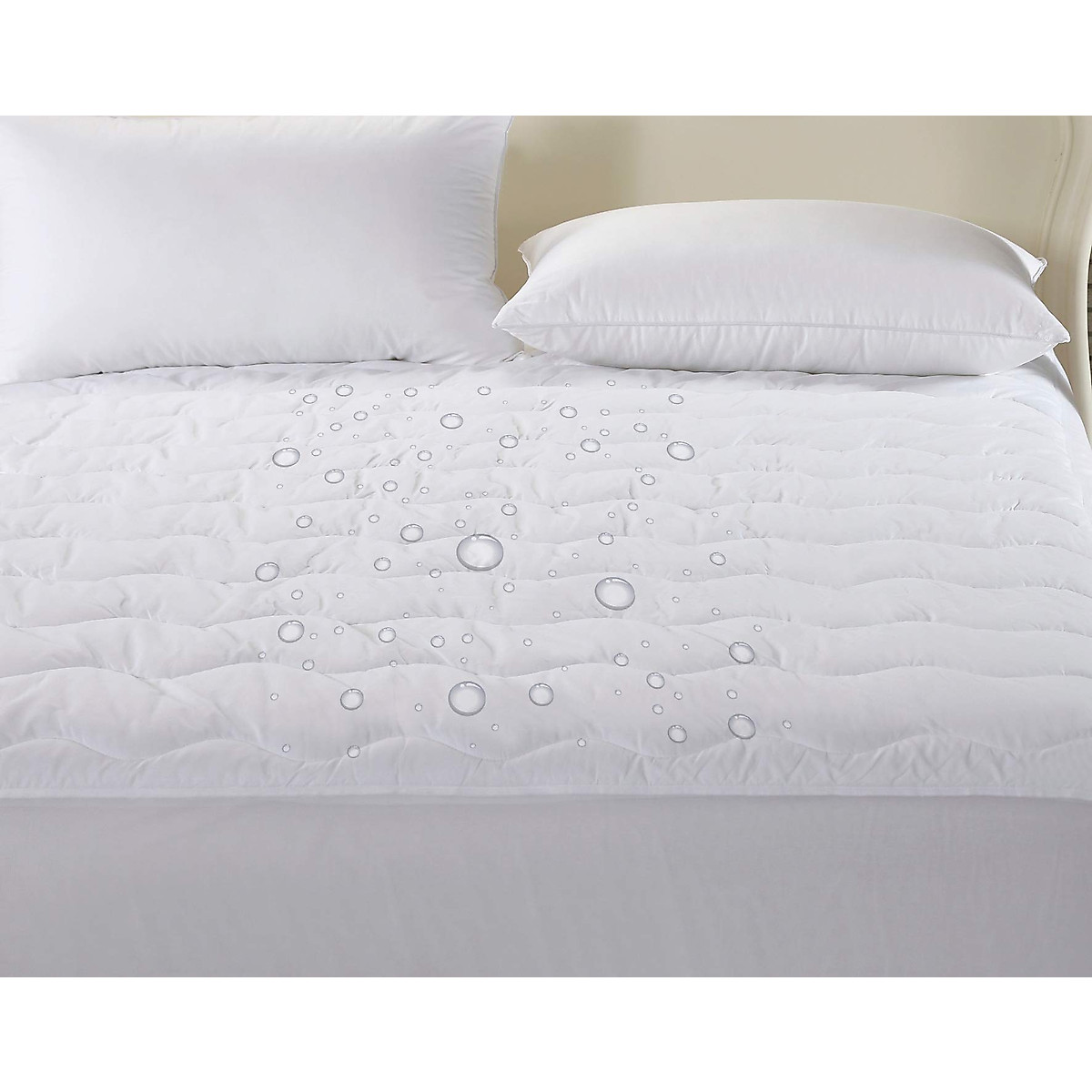 Newpoint Home Newpoint International 200-Thread Count Cotton Waterproof Mattress Pad, King, White