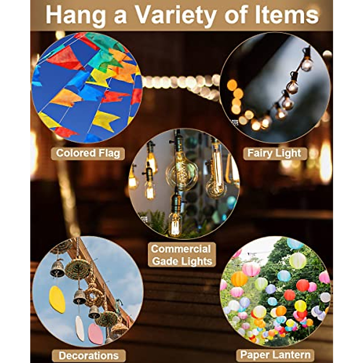 Queension 10FT Plug Floor String Light Poles for Outdoor String Lights for Garden, Backyard, Patio Lighting Stand for Parties, Bistro & Weddings, 1 Pack