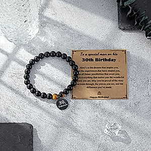 UPROMI 30th Birthday Gifts for Him, 30th Birthday Decorations for Him, 30 Year Old Birthday Gifts for Men, Happy Birthday Bracelet Gifts for 30 Year Old Men Him Boyfriend Son Brother
