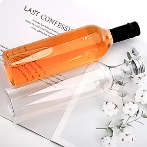 WUWEOT 12 Pack Plastic Wine Bottles, 750ml Clear Empty Bordeaux-Style Liquor Bottles with Screw Lid and Shrink Capsules Caps