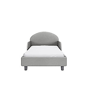 Little Seeds Oliver Upholstered Toddler Bed with Storage Pockets, Gray