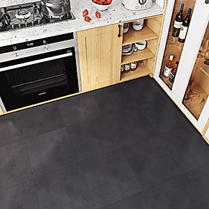 FunStick Peel and Stick Floor Tile Slate Grey Vinyl Flooring for Bathroom Floor Tiles Peel and Stick Waterproof Stick on Floor Tiles Sticky Laminate Flooring Sheets for Kitchen Bedroom 12x12In 5 Pcs