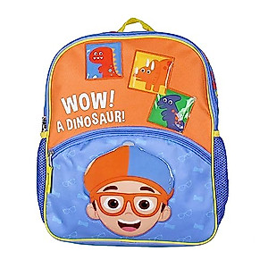 AI ACCESSORY INNOVATIONS Blippi Backpack Wow! A Dinosaur 14" Kids School Travel Backpack Bag For Toys w/Raised Character Designs