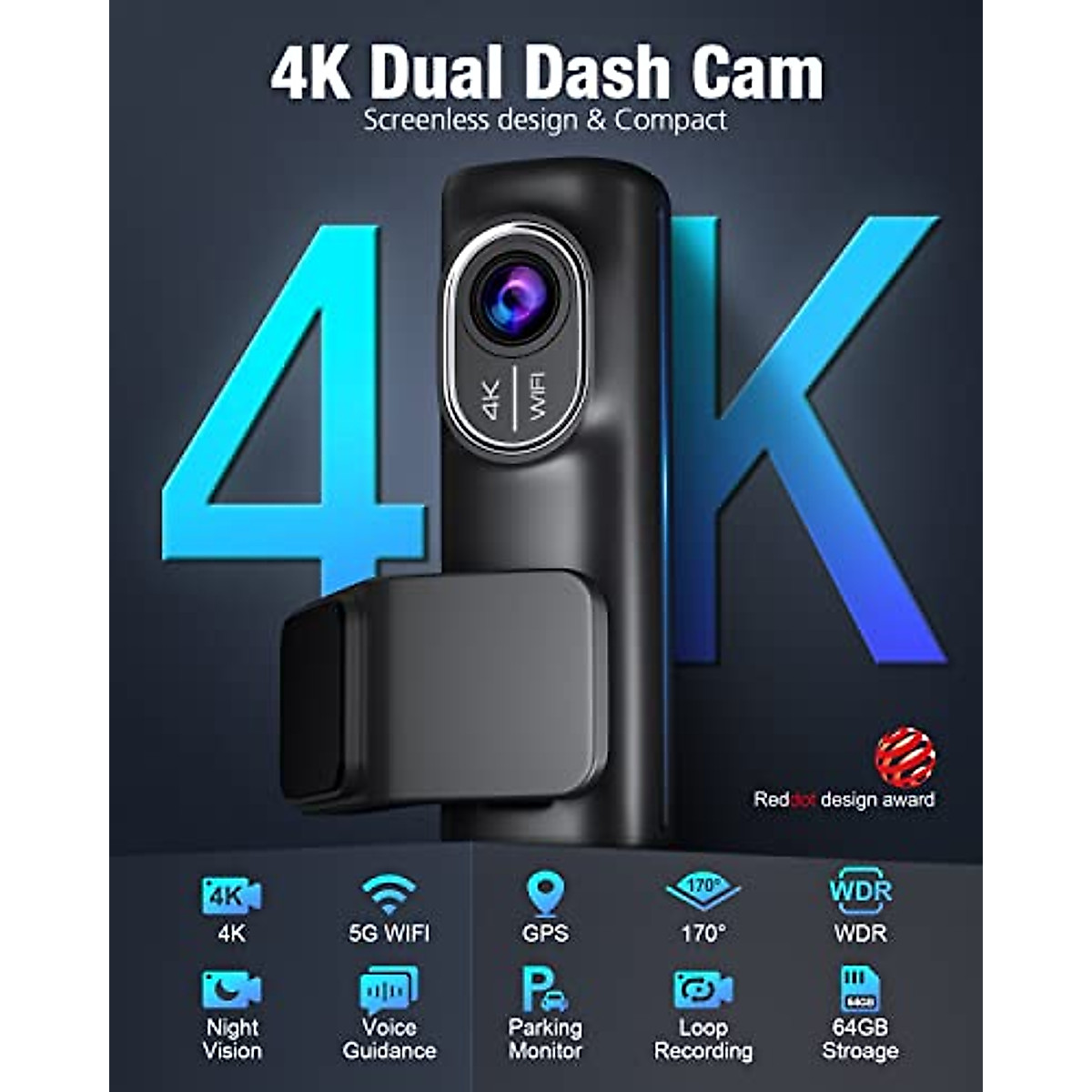 OMBAR Dash Cam Front and Rear + OMBAR Dash Cam Hardwire Kit