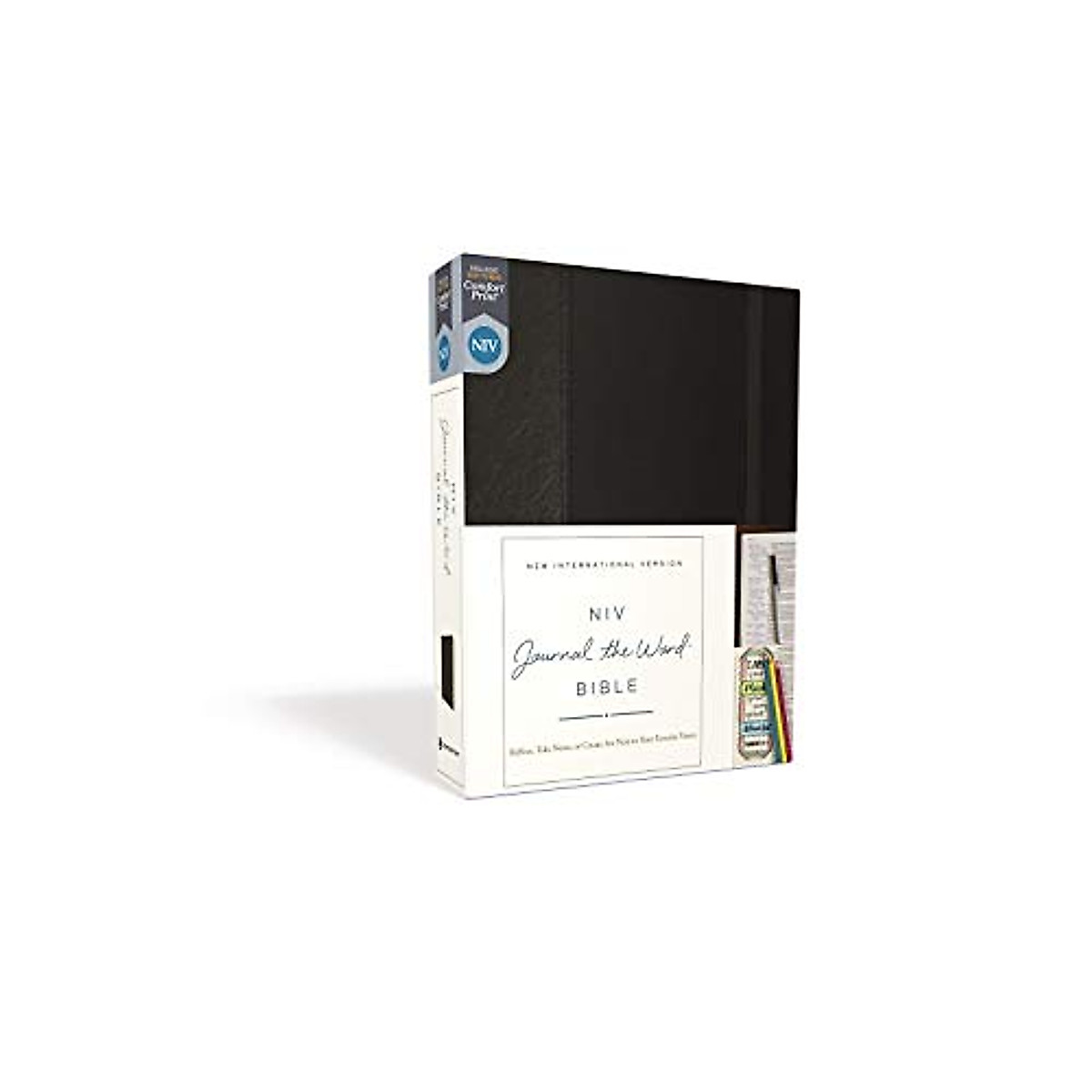 NIV, Journal the Word Bible (Perfect for Note-Taking), Hardcover, Black, Red Letter, Comfort Print: Reflect, Take Notes, or Create Art Next to Your Favorite Verses