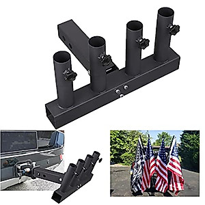 VANROUG Upgrade Hitch Mount 4 Truck Flag Pole Holder,Fishing Rod Storage Rack Adjustable Angle for Any Vehicle with Standard 2" Hitch Receiver,Black