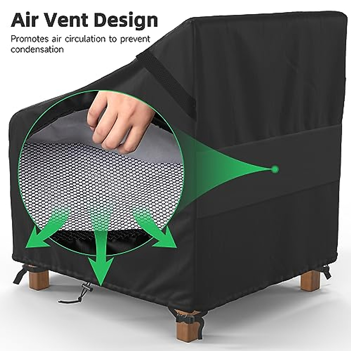 MR. COVER Outdoor Chair Covers, Patio Furniture Covers Waterproof & UV-Protection, Fits up to 32W x 37D x 36H Inches, with Air Vent and Handles, Black, 2 Pack