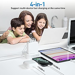 USB C Wall Charger, AIGAISHISXIN 100W 4 Port GaN Fast Charger Type C PD Charging Station Power Adapter Compatible with MacBook Pro Air, iPad Mini Pro, iPhone 13 Pro, Galaxy, Dell XPS, Laptop (White)