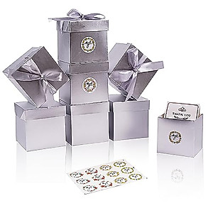 Elephant-package 12Pack Small Gift Boxes with Lids, Silver Gift Boxes with Ribbon for Wedding, Birthday, Christmas, Present Packing, Party Favor, Candle Boxes, Treat Boxes.
