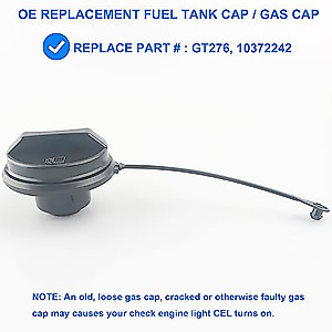 Gas Cap, Fuel Cap Replace GT276 10372242 Compatible with Chevy GMC Buick Saturn Pontiac - 1997-2005 Corvette, 2002-2004 Trailblazer Envoy, 2003-2005 Ion, 2004-2005 Rendezvous, 2004-2005 Grand Am, More