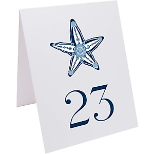 Starfish Wedding Table Numbers, 1-10, Double Sided, Tent or Use in a Stand, Great for Parties & Restaurants - Made in the USA