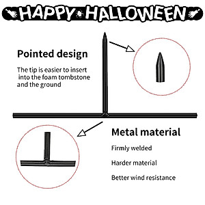 Halloween Tombstone Stakes 6.50 x 3.1 inches Foam Graveyard Stakes 1/6 Inch Diameter Bold T Shape Metal Stakes for Halloween Tombstone Indoor and Yard Outdoor Decorations (12)