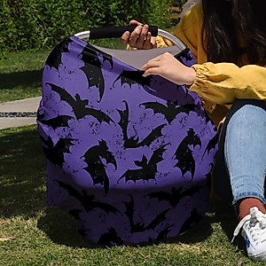 Halloween Ultra-Soft Baby Car Seat Cover for Spring Autumn Winter, Windproof Shopping Cart Covers, Breastfeeding Scarf High Chair Covers - Silhouette of Flying Bats