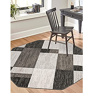 Unique Loom Autumn Collection Area Rug - Providence (5' 3" Octagon, Gray/ Ivory)
