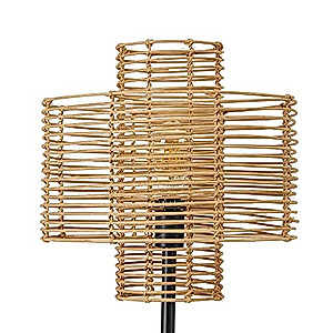Silverwood Cyndi Rattan Floor Lamp, Black 15" L x 15" W x 64" H in