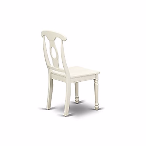 East West Furniture HLKE3-LWH-W 3 Piece Kitchen Table & Chairs Set Contains a Round Dining Room Table with Pedestal and 2 Dining Chairs, 42x42 Inch, Linen White