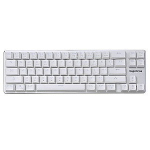 Qisan Happy Deals 10% Discount off Mechanical Keyboard Gaming Keyboard Blue Switch 68-Keys Mini Design (60%) Gaming Wired Keyboard White Silver Magicforce