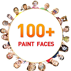 Face Painting Kit for Kids 20 Water Based Non-Toxic Sensitive Skin Paints 100 Stencils 3 Glitters 2 Hair Chalks Combs 2 Tattoos Sheets Face Painting Book Safe Professional Face Paint Kit For Kids