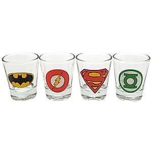 DC Comics Official Shot Glass Set (Pack Of 4) (One Size) (Clear)