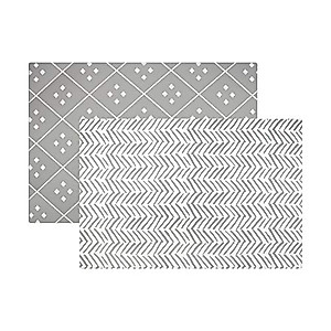 Baby Play Mat | One-Piece Reversible Foam Floor Mat | Large | Eco-Friendly | Extra Soft | Non-Toxic | Baby | Toddlers | Kids (Grey Dash + Diamond, Large)