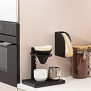 Yangbaga Wood Pour Over Coffee Makers Set Adjustable Height Coffee Dripper Holder Set– Includes Silicone Coffee Dripper&Dripper Stand&Coffee Filter Holder for Home or Office (Black)