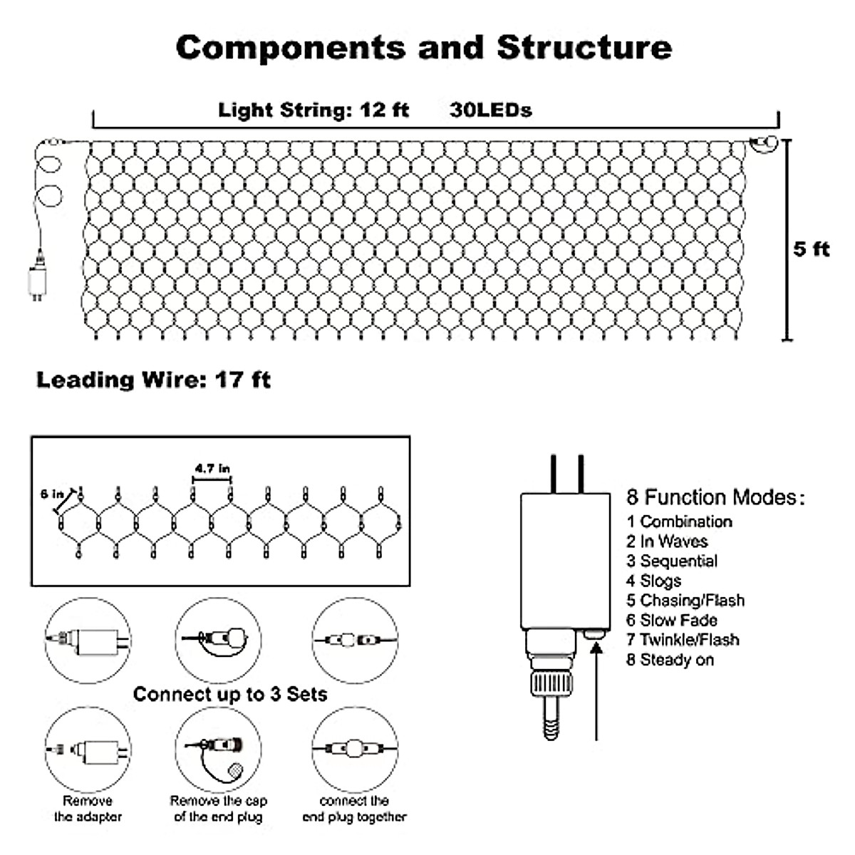 WATERGLIDE Outdoor Halloween Net Lights, 12FT x 5FT 360 LED Christmas Fairy Mesh Lights with 8 Lighting Modes, Connectable for Garden Xmas Tree, Bushes, Holiday Wedding Party Decorations, Purple