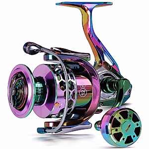 Sougayilang Fishing Reel, Colorful Aluminum Frame Spinning Reels with - 12+1 Stainless BB, Oversize Aluminum Handle for Saltwater or Freshwater Fishing- GSM4000