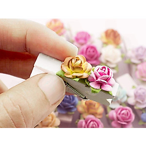 Summer-Ray 20 Handmade Mulberry Flower Decorated Mini White Wooden Clothespin Fridge Magnet