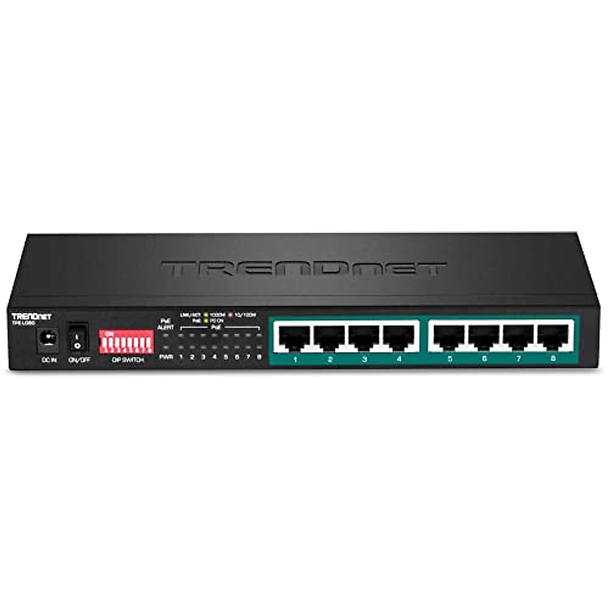 TRENDnet 8-Port Gigabit Long Range Poe+ Switch, TPE-LG80, 65W Poe Budget, Ethernet/Network Switch, Long-Range Poe+ Extends Range Up to 200M (656 ft.), 16 Gbps Switching Capacity, Lifetime Protection
