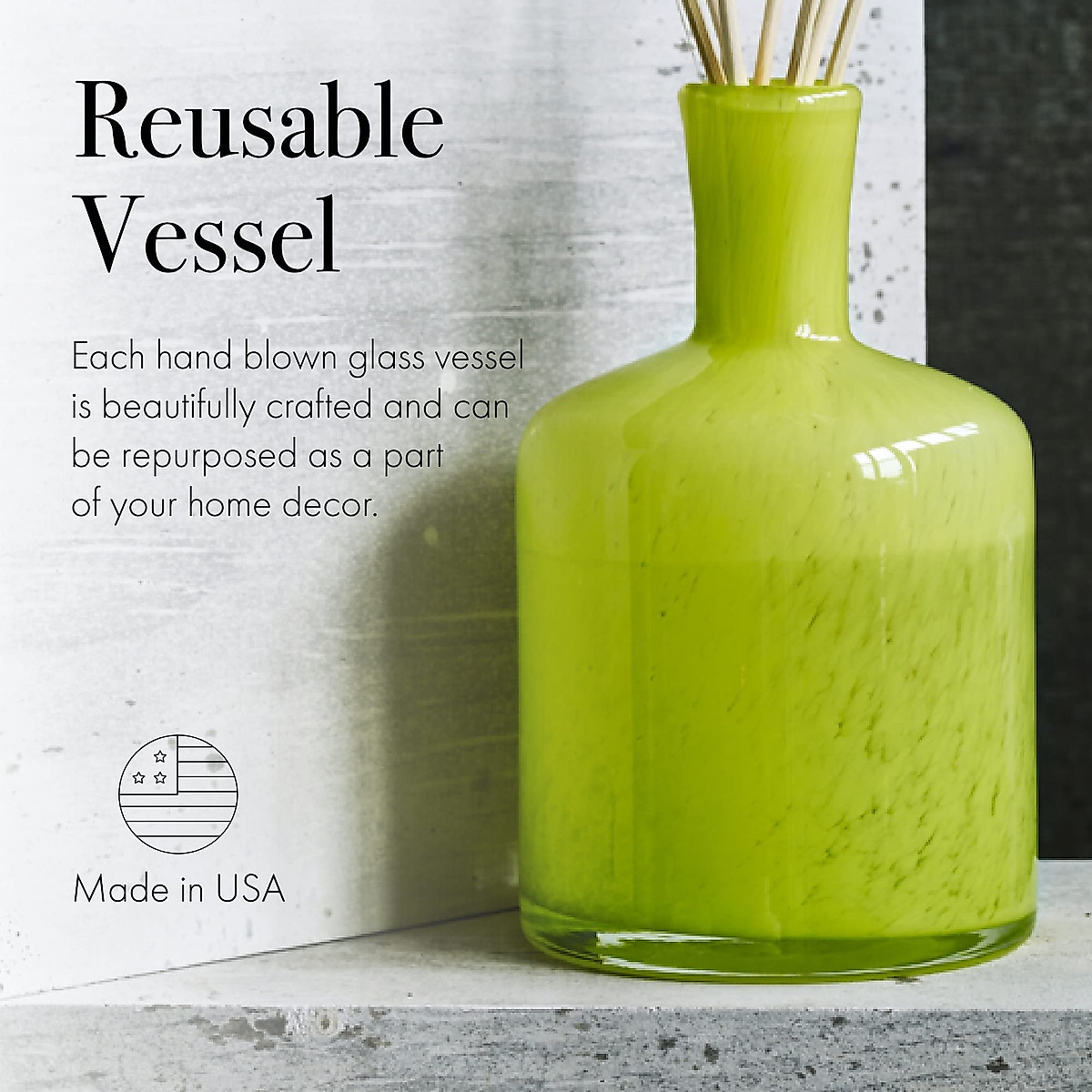 LAFCO New York Signature Reed Diffuser, Rosemary Eucalyptus - 15 oz - Up to 9 Months Fragrance Life - Reusable, Hand Blown Glass Vessel - Natural Wood Reeds - Made in The USA