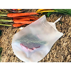 Platinum Pure - Large Reusable Sous Vide Bags - Set of 2 BPA Free Bags for Sous Vide Cooking - 100% Pure LFGB Platinum Silicone with no Fillers - Compatible with all immersion circulators, including Joule, Anova, ChefSteps, Kitchen Gizmo, Gramercy Kitchen