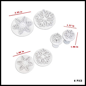 Clever Monster Snowflake Cookie Cutters Set of 6, Plunger Cutter Cake Decorating Supplies Fondant Molds Embossing Tool Snowflake Plunger Cake Cutter