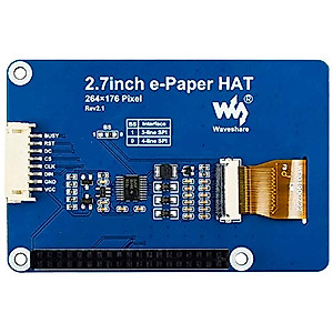 2.7inch E-Ink Display HAT,264x176 Pixel Black,White Two-Color 3.3V/5V E-Paper Screen LCD for Raspberry Pi 4B/3B+/3B/2B/Zero/Zero W/Zero WH and Jetson Nano SPI Interface Support Full Refresh