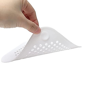 4 Pcs Drain Hair Catcher Square TPR Shower Hair Stopper with Suction Cup for Bathroom Bathtub Kitchen Gray White