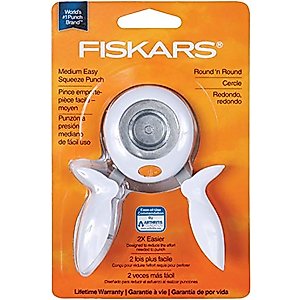 Fiskars 174360-1001 Medium Circle Squeeze Punch, 1 Inch, White , Navy Blue