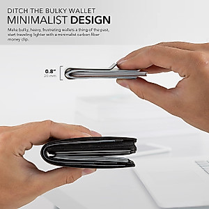 SERMAN BRANDS Carbon Fiber Money Clip Credit Card Holder Slim Business Front Pocket Clips for Men Black Glossy (Blue/black)