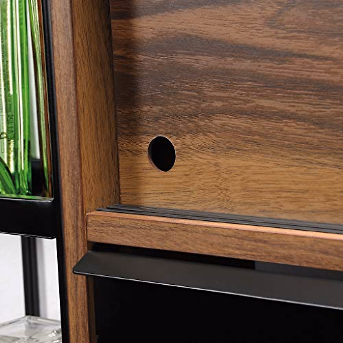 Sauder Harvey Park Wall Bar, L: 33.27" x W: 5.91" x H: 25.0", Grand Walnut Finish