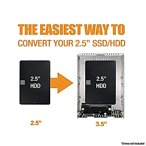 ICY DOCK Open Air 2.5” to 3.5” SAS / SATA (22pin) HDD & SSD Converter / Mounting Kit for Internal 3.5" Drive Bay | EZConvert Air Lite MB482SP-3B