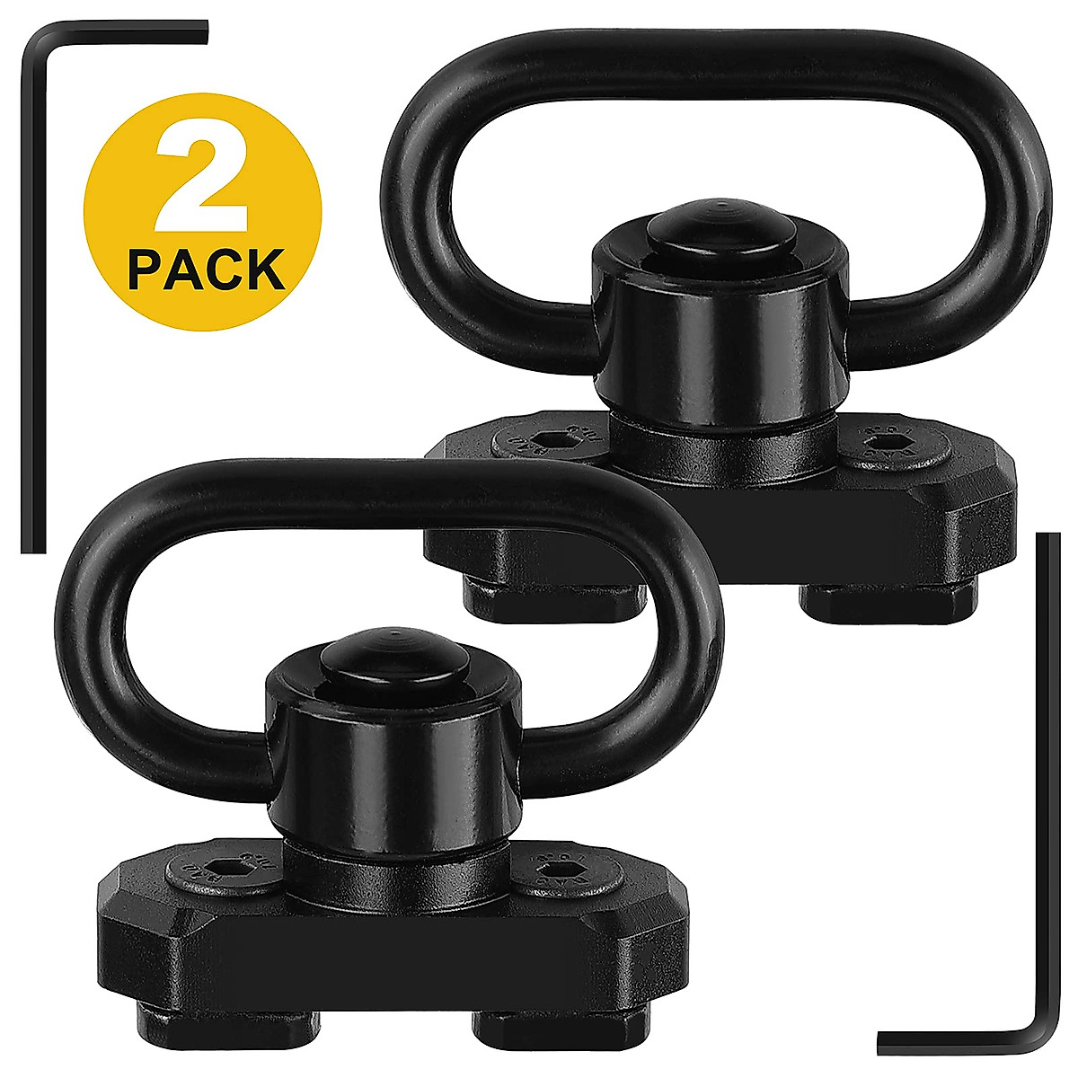 REERON 2 Point Sling & Mloc Sling Mount - Adjustable Extra Long Two Point Traditional Rifle Sling with 2 Pack 1.25" QD Sling Swivels Mounts for M Lock Rail System (2 Pack Mloc Sling Mounts)