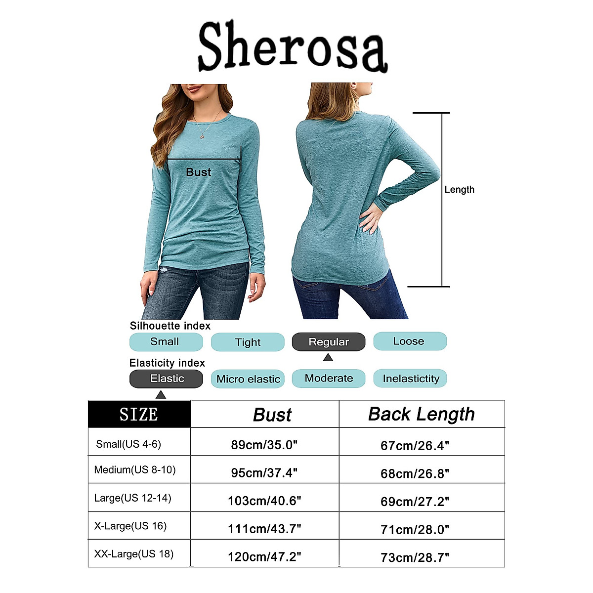 Sherosa Womens Long Sleeve Tops Dressy Casual Fall Crew Neck Solod Color Basic T-Shirts Burnt Orange,M