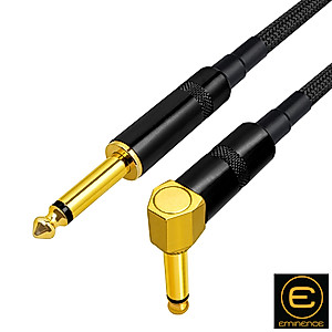 Audioblast - 3 Units - 15 Inch - HQ-1 -Braid (Black) Flexible-Dual Shielded(100%)-Guitar Instrument Effects Pedal Patch Cable w/Eminence Straight & Angled Gold ¼ inch (6.35mm) TS Plugs & Double Boots